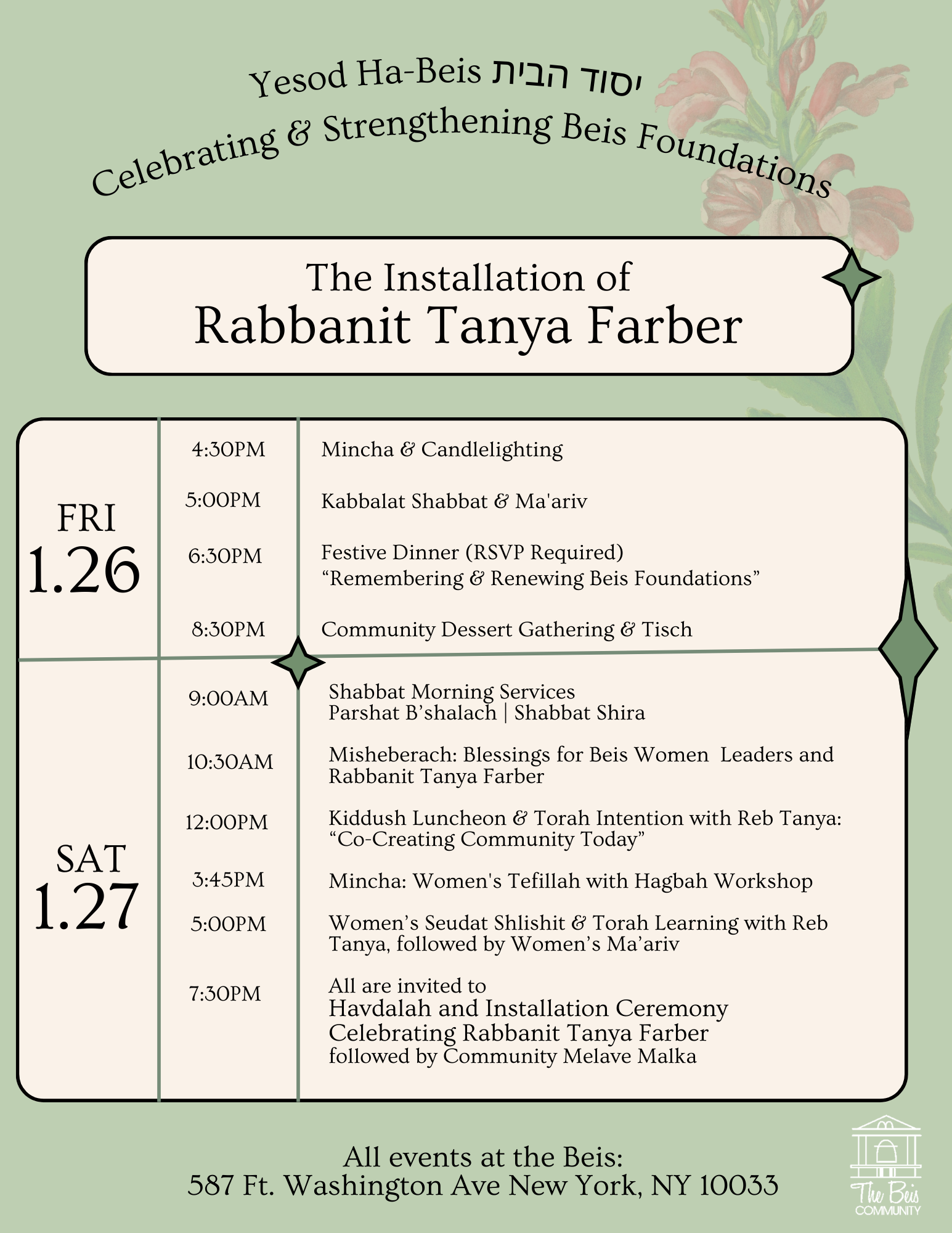 Installation of Rabbanit Tanya Farber – The Beis Community