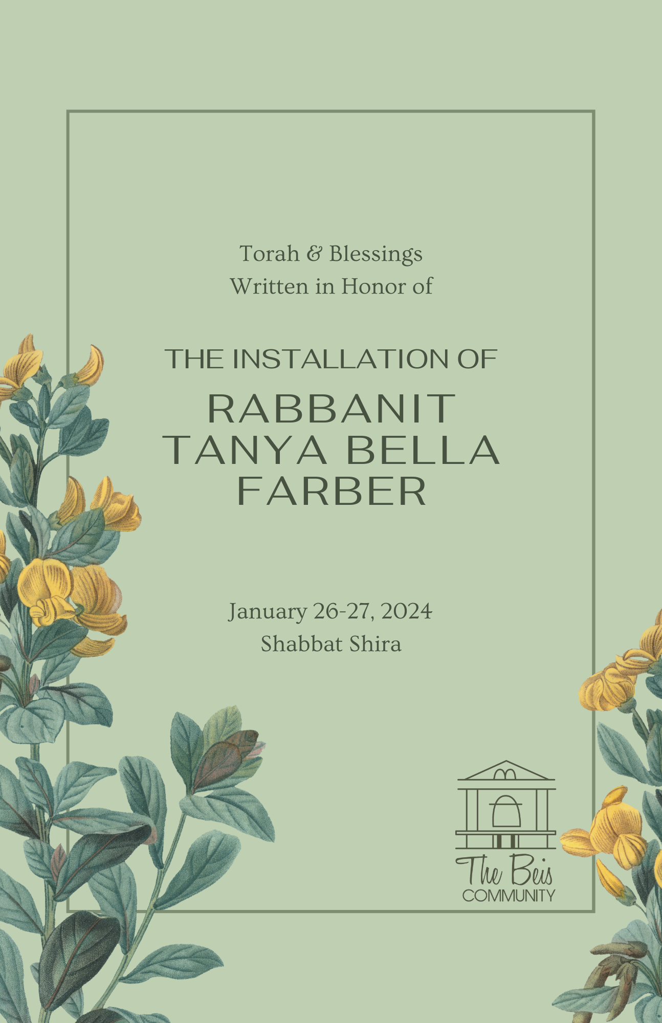 Installation of Rabbanit Tanya Farber – The Beis Community
